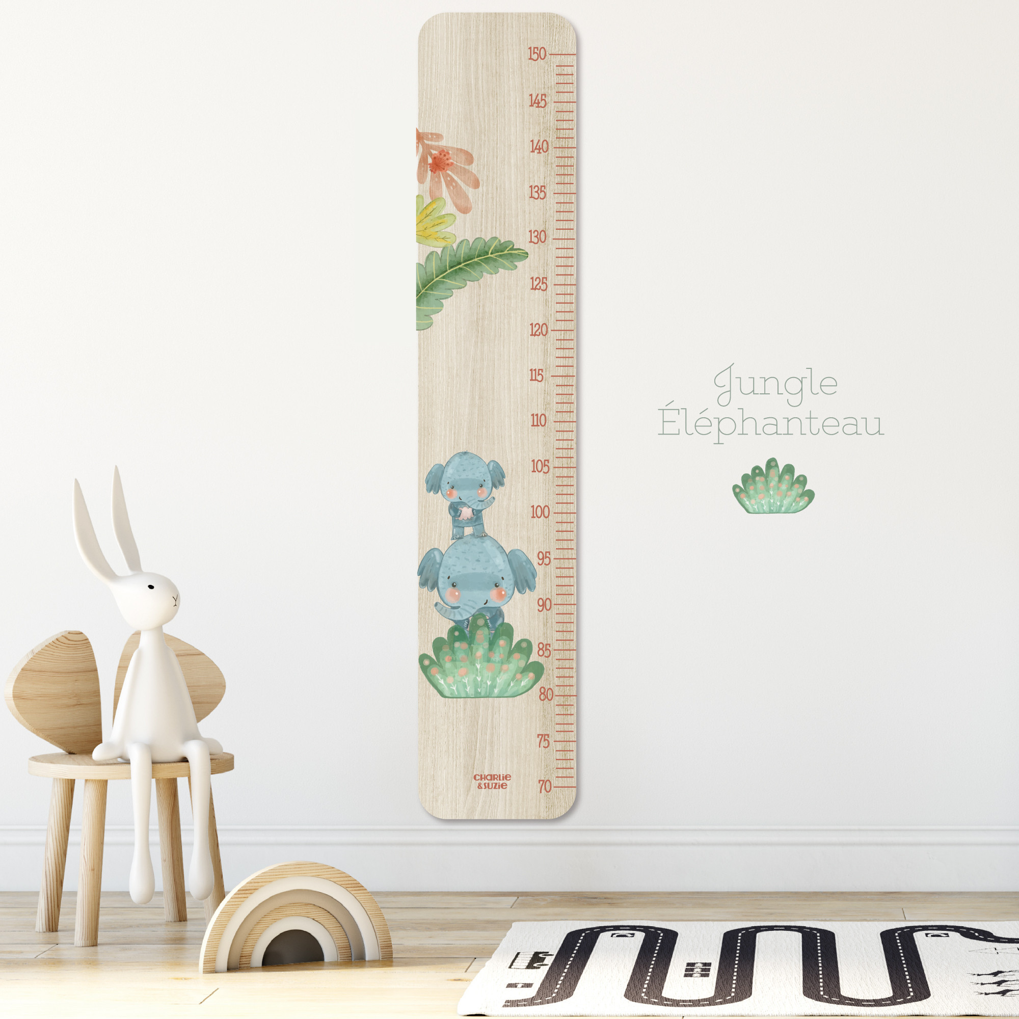 Toise Jungle Éléphanteau Toise mesurer son enfant